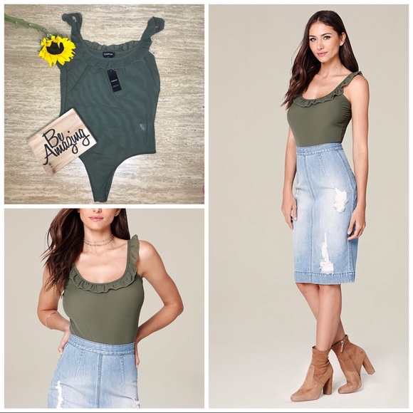 bebe | Tops | New Green Bebe Bodysuit Medium | Poshmark